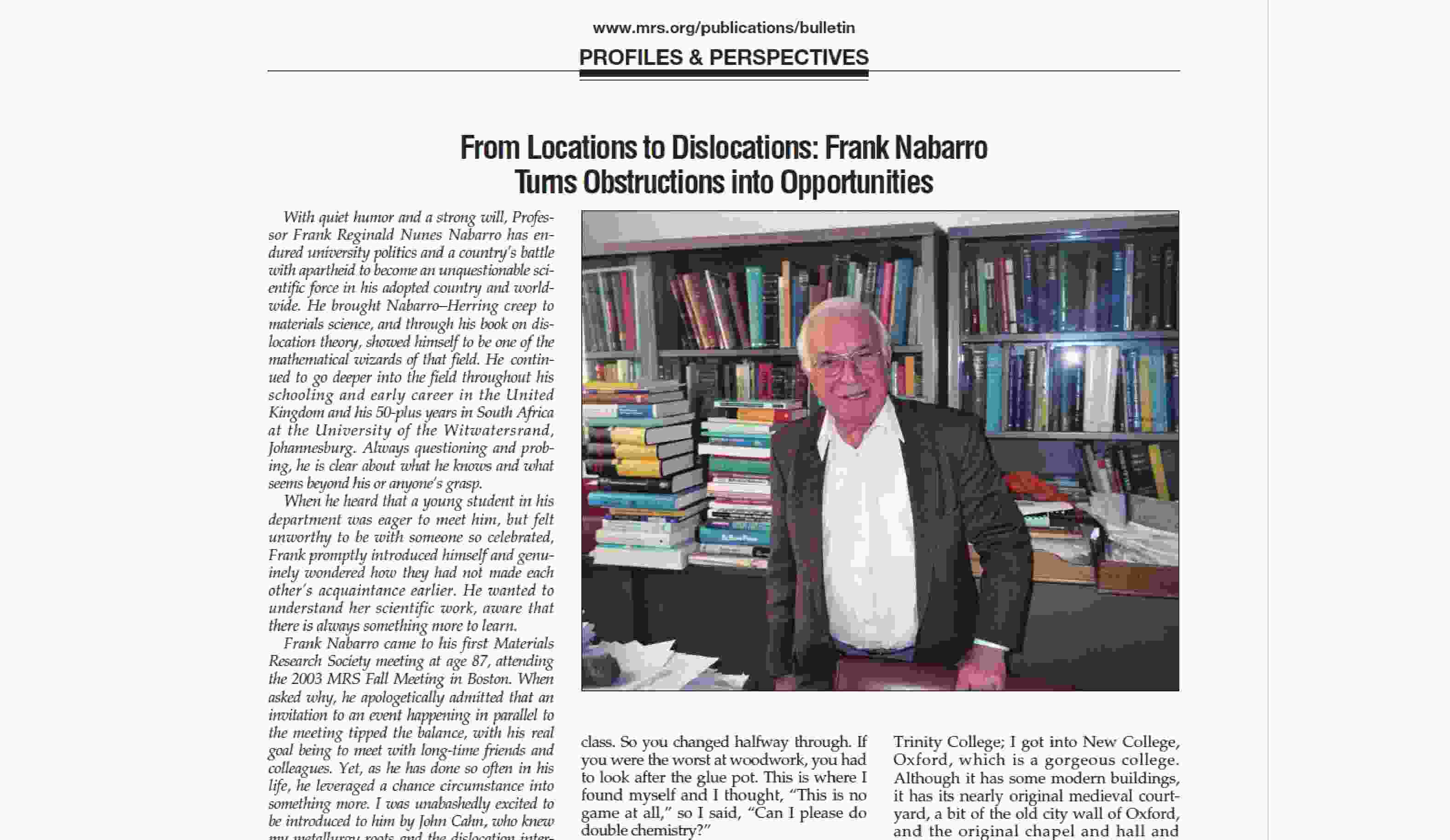 位错理论与加工硬化研究大师Nabarro教授与Kuhlmann-Wilsdorf教授